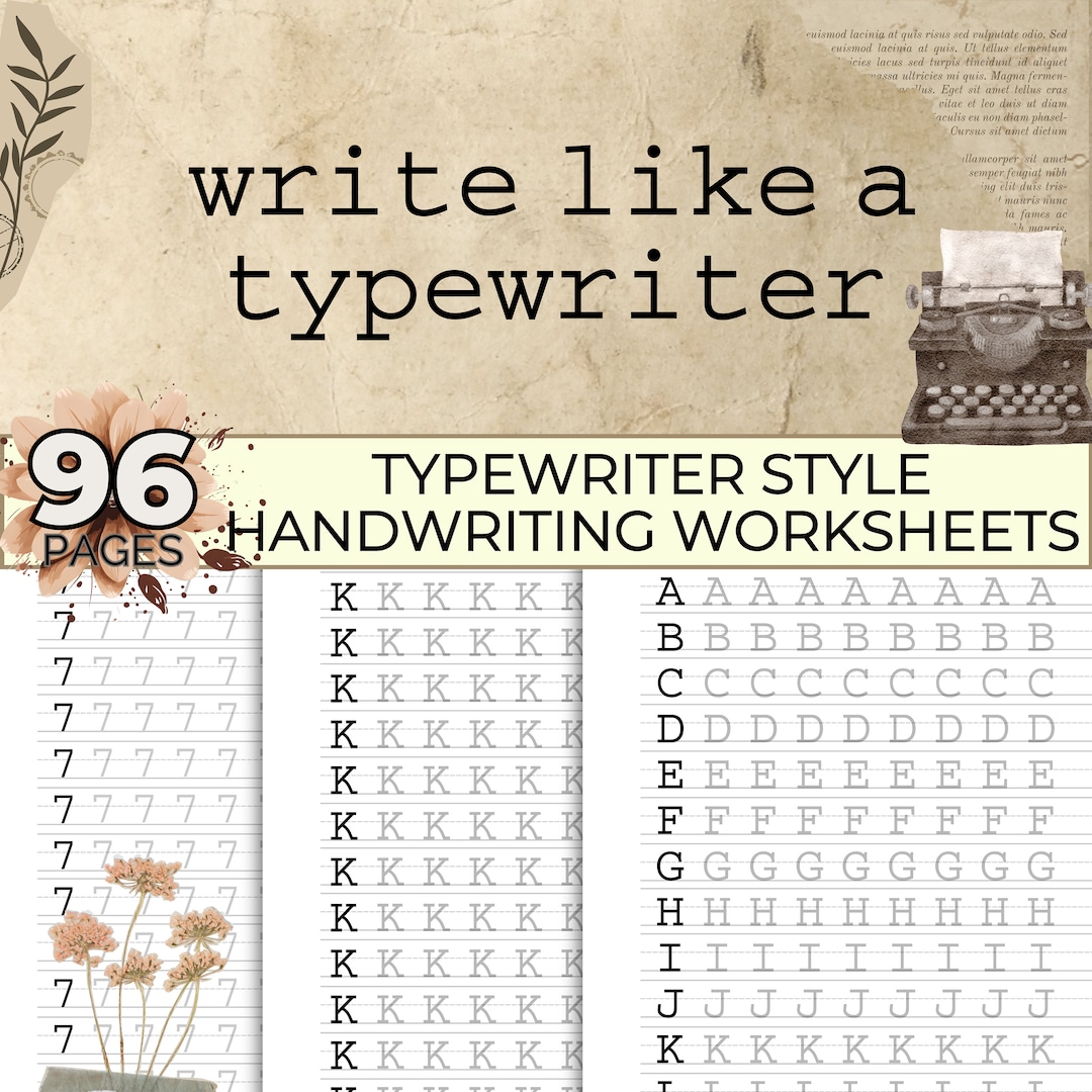 Typewriter Handwriting Practice Worksheets, Tracing Sheets, Alphabet ...