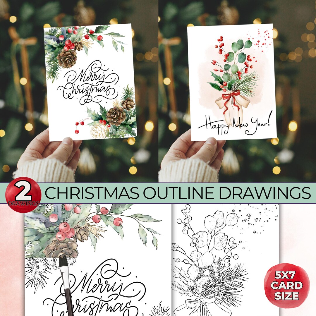 Christmas Cards Outline Drawings, Make Your Own Christmas Card ...