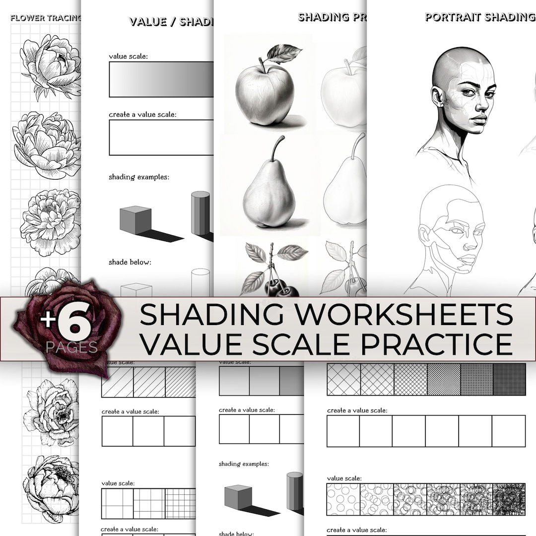 Drawing Lesson Shading Worksheet Pencil Drawing Tutorial Printable ...