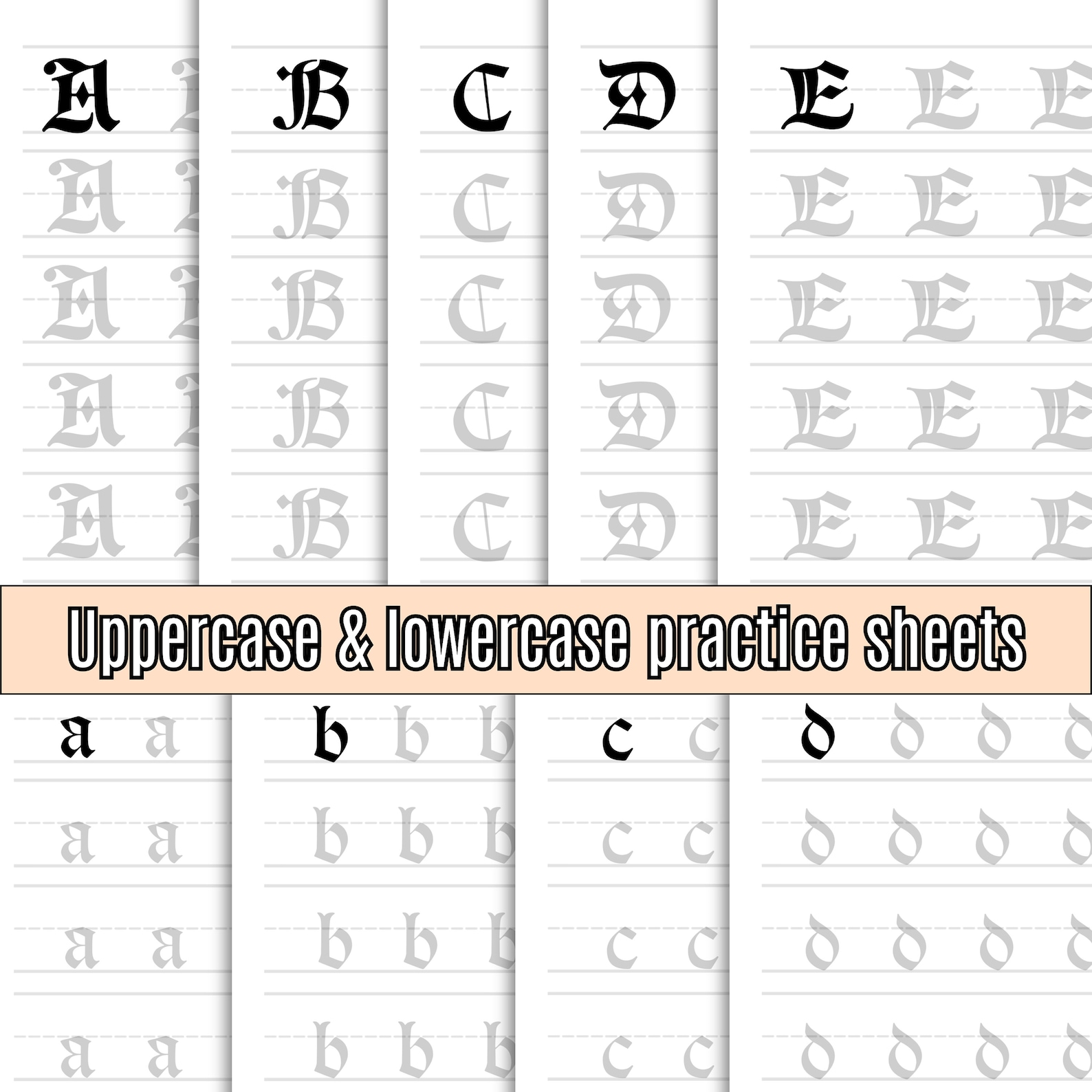 Gothic Calligraphy Worksheets, Gothic Calligraphy Practice Template ...