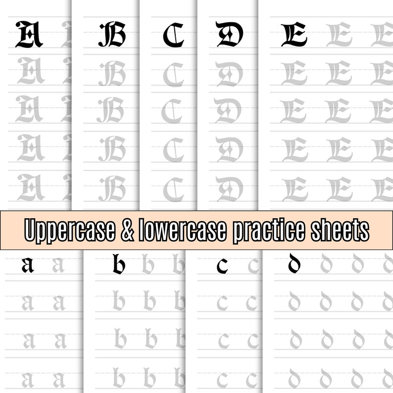 Gothic Calligraphy Worksheets, Gothic Calligraphy Practice Template ...