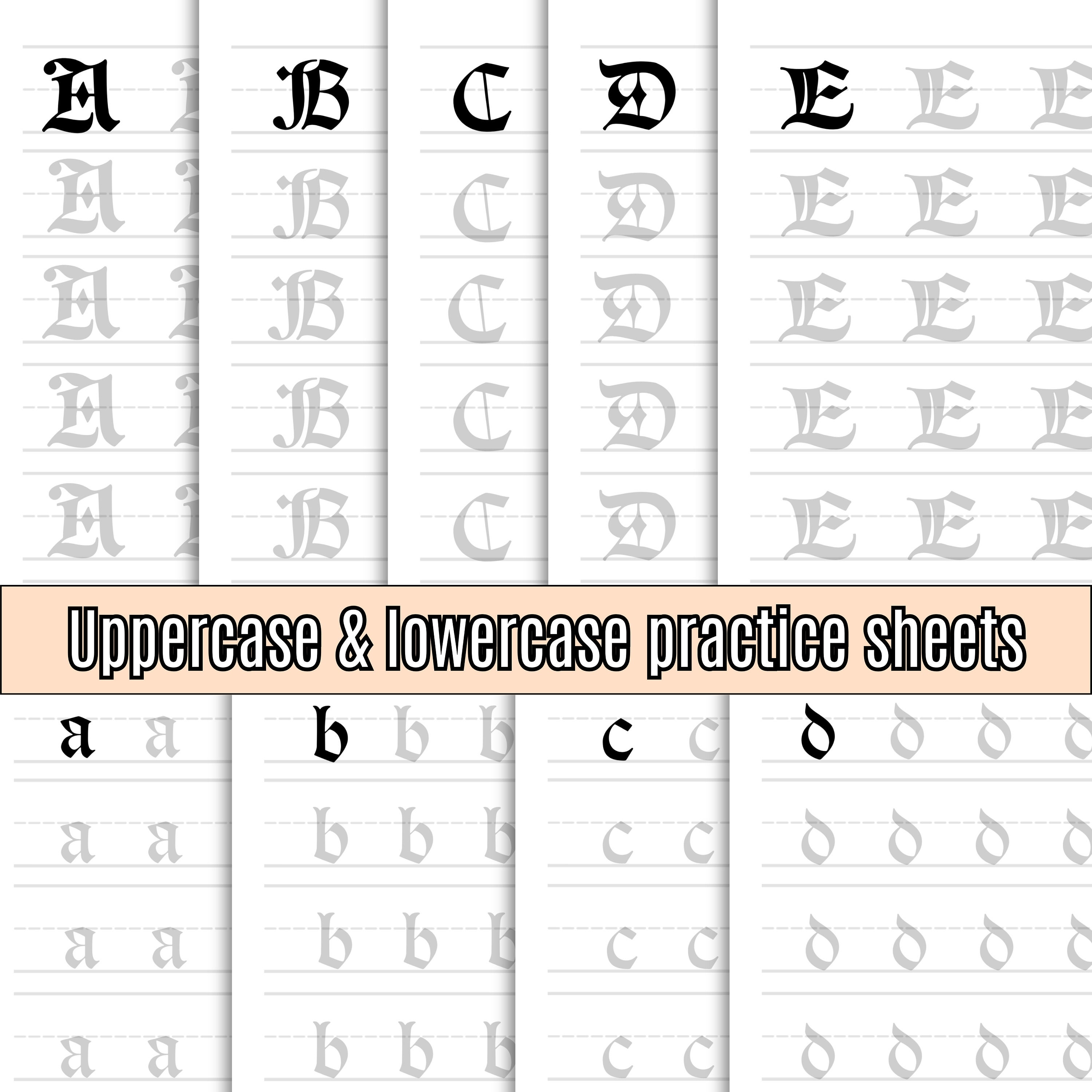 Gothic Calligraphy Worksheets, Gothic Calligraphy Practice Template ...