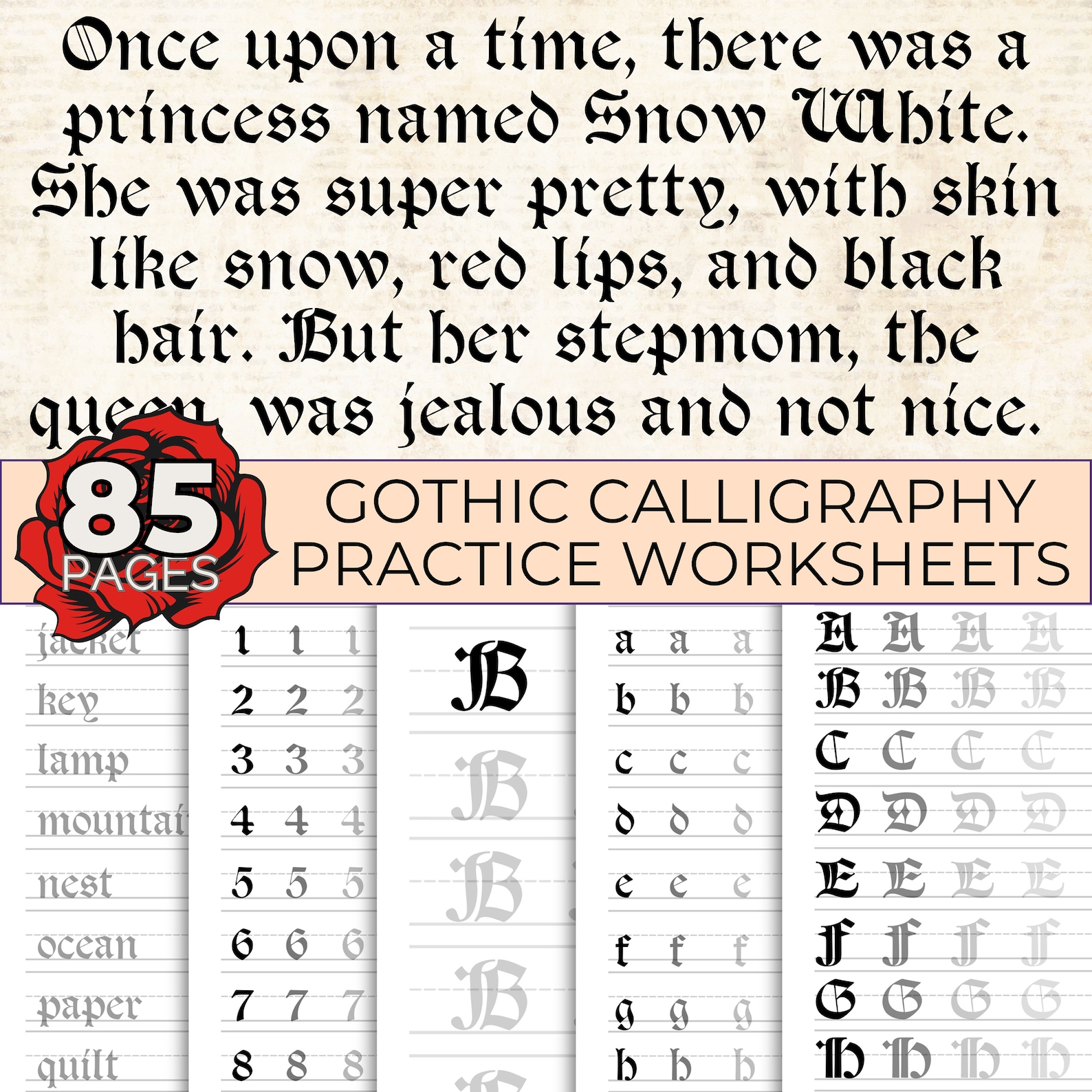 Gothic Calligraphy Worksheets, Gothic Calligraphy Practice Template ...