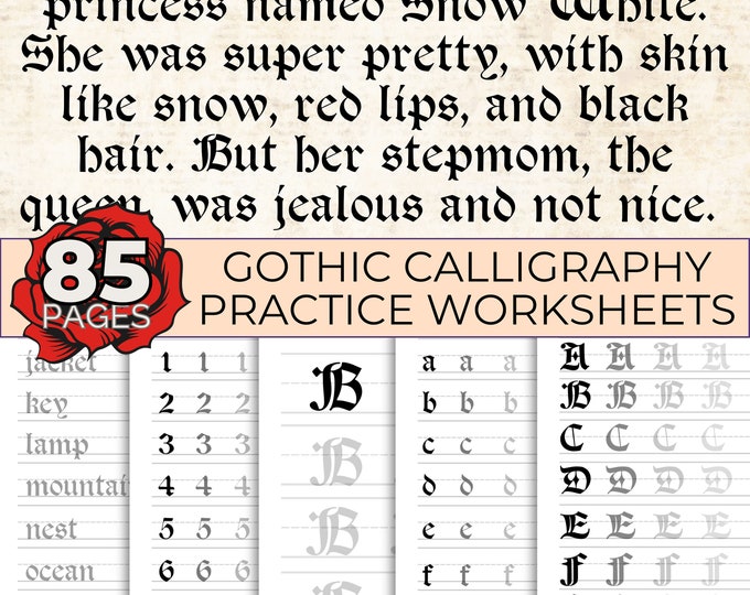 Gothic Handwriting Worksheet | Calligraphy Blackletter Practice ...