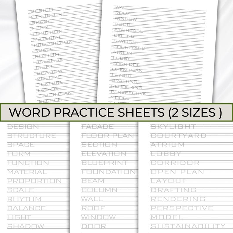Architectural Handwriting Worksheets, Neat Architect Printable ...
