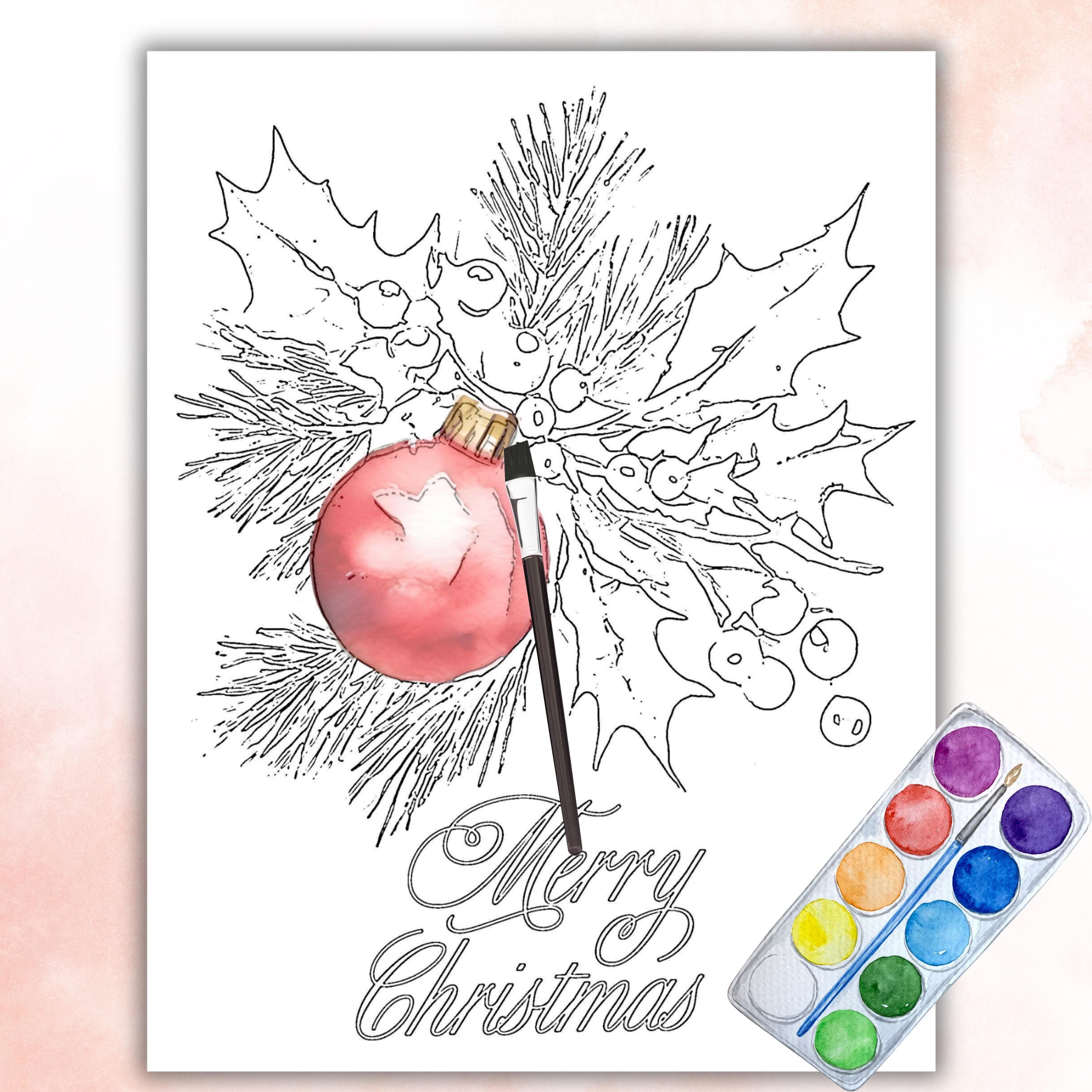 Christmas Outline Drawings for Painting, Watercolor Drawing Outlines ...
