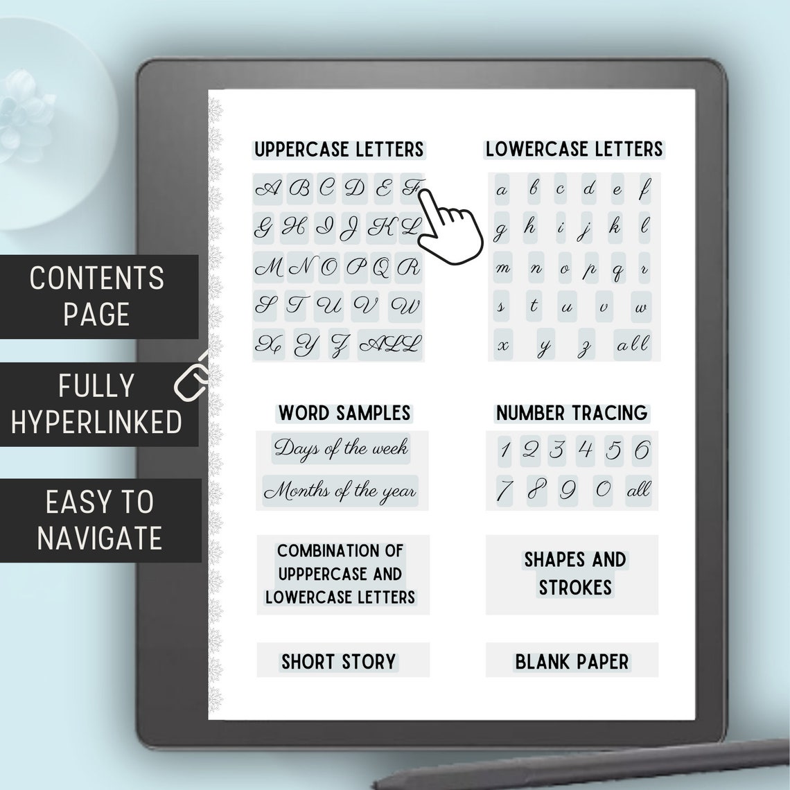 Kindle Scribe Cursive Handwriting Practice Worksheets Tracing Sheets ...
