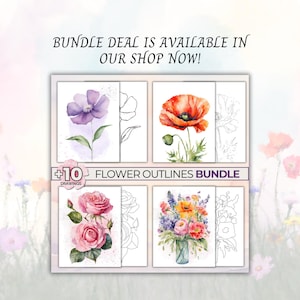 Purple Flower Outline Drawings for Painting, Watercolor Drawing ...