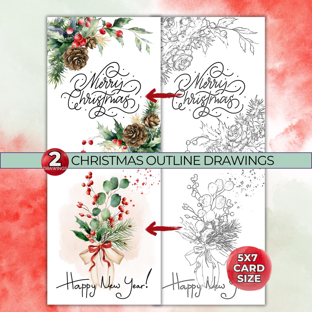Christmas Cards Outline Drawings, Make Your Own Christmas Card ...