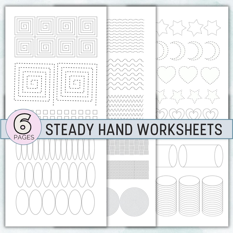 Steady Hand Practice Sheets, Printable Drawing Worksheet, Basic Stroke ...