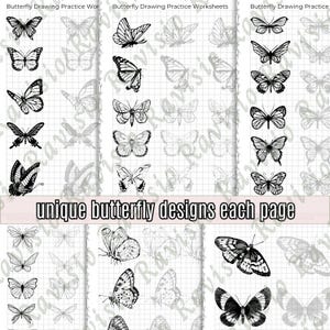 Butterfly Drawing Worksheets, Printable Butterfly Doodle Art, Learn How ...