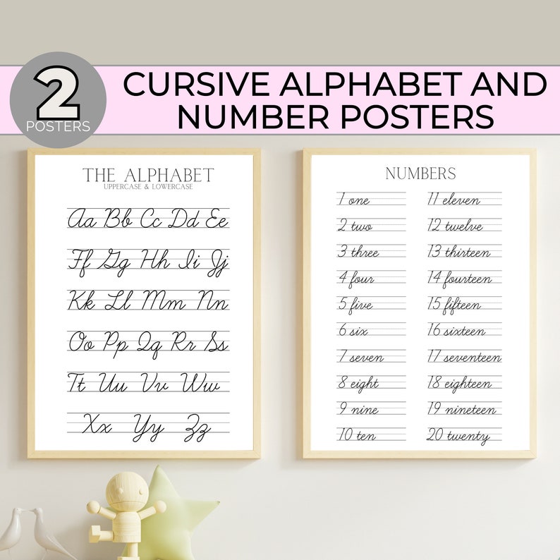 Cursive Alphabet Poster, Handwriting Chart, ABC Print, Kids Room Decor ...