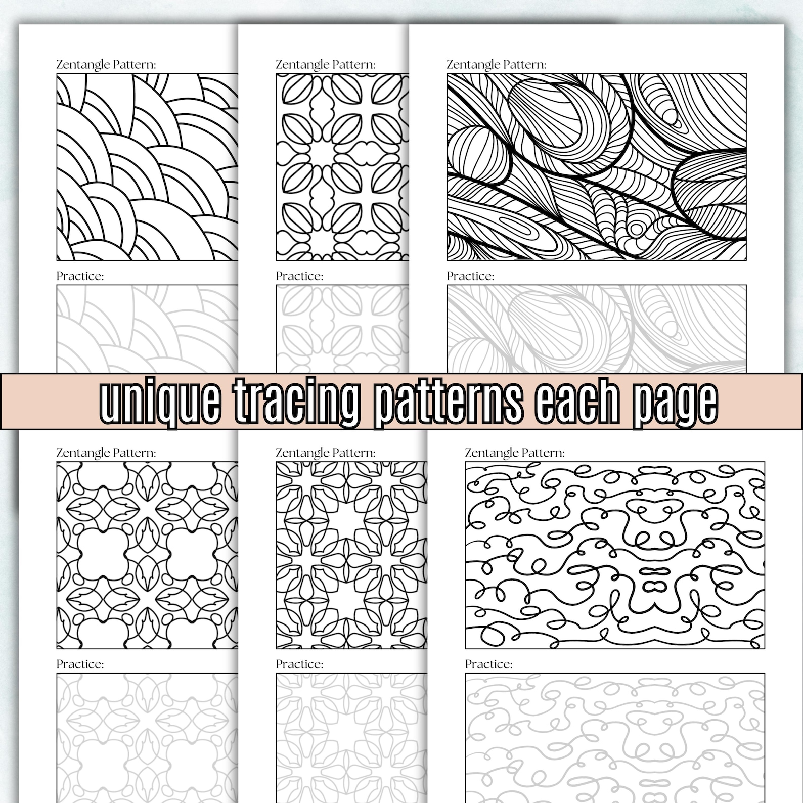 Zentangle Workbook for Beginners, Pattern Templates, Zen Doodle ...