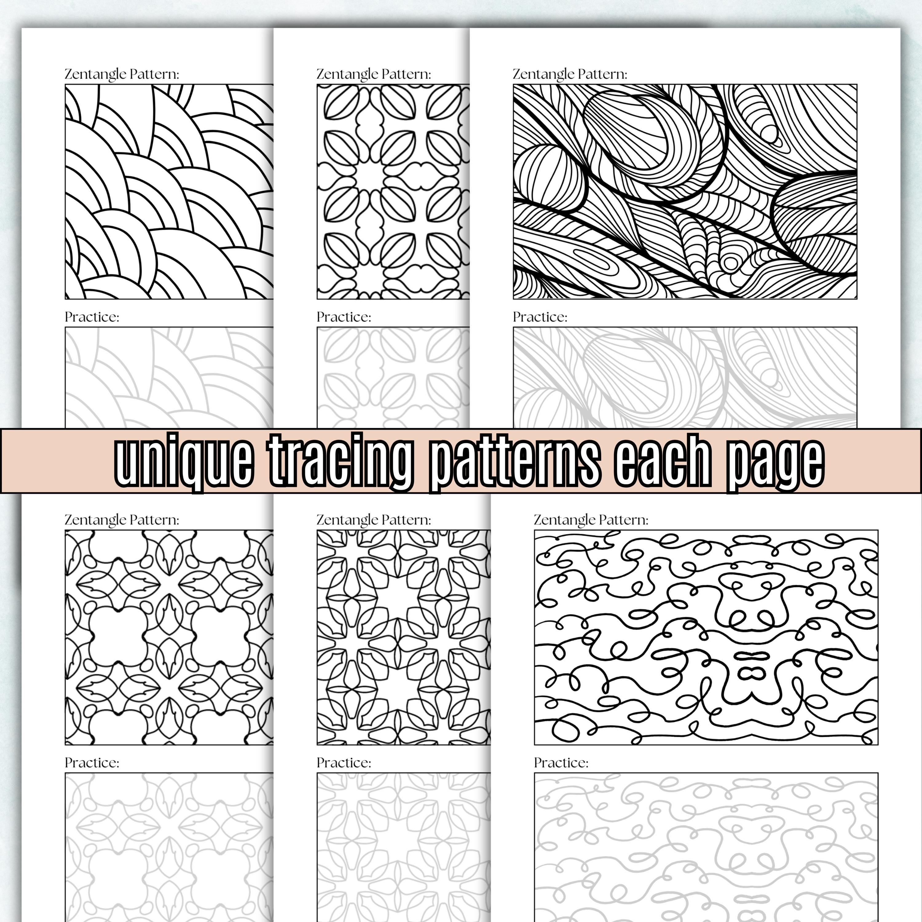 Zentangle Workbook for Beginners, Pattern Templates, Zen Doodle ...