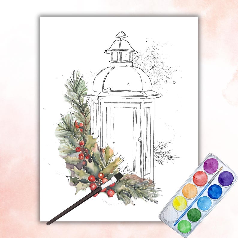 Christmas Snow Globe Outline Drawings for Painting, Watercolor Drawing ...