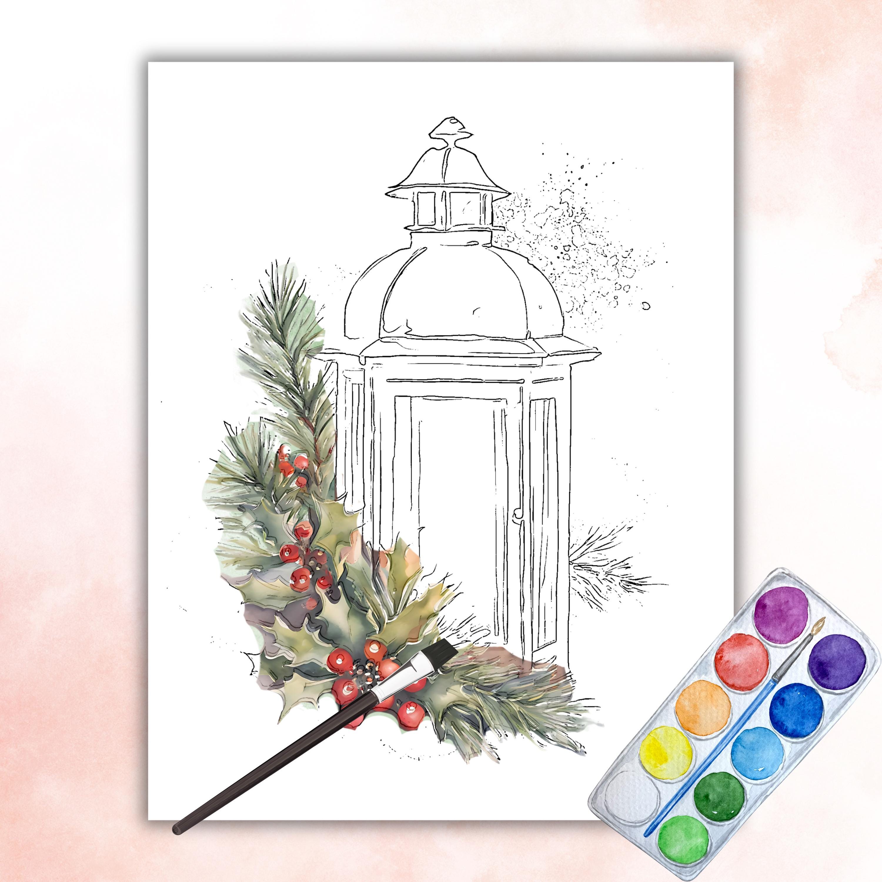 Christmas Snow Globe Outline Drawings for Painting, Watercolor Drawing ...