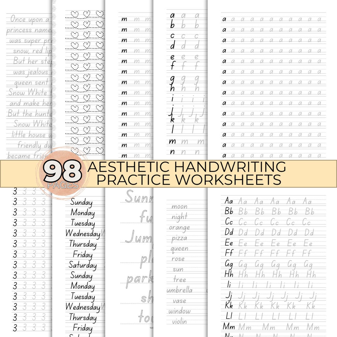 Aesthetic Handwriting Worksheets Printable, Improve Handwriting ...