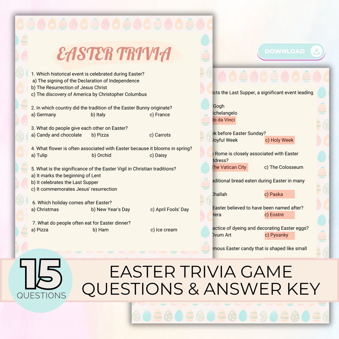 Easter Trivia Game Printable Easter Family Game Easter Trivia Questions ...