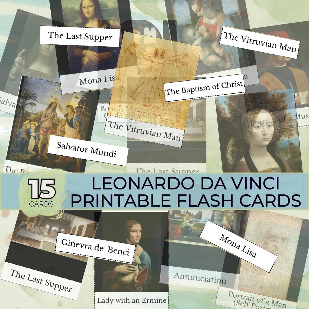 Leonardo Da Vinci Flash Cards Printable Montessori Education Homeschool ...