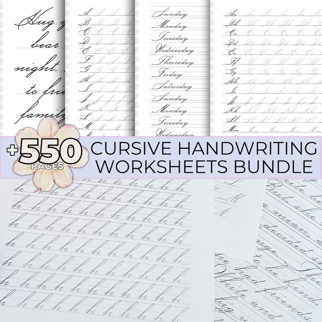 Cursive Handwriting Worksheets Bundle, Cursive Writing Practice ...