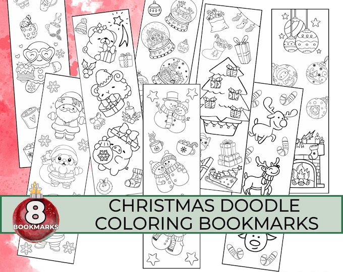Christmas Doodle Coloring Bookmarks, Color Your Own Bookmarks ...