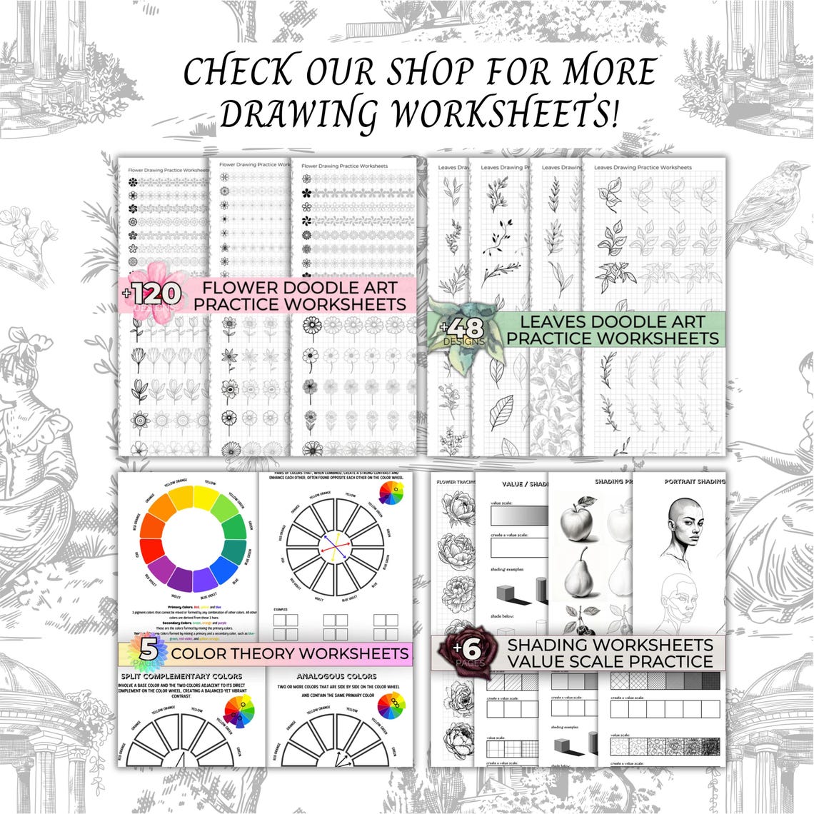 Grid Drawing Practice Worksheets, Pencil Drawing Tutorial Printable ...
