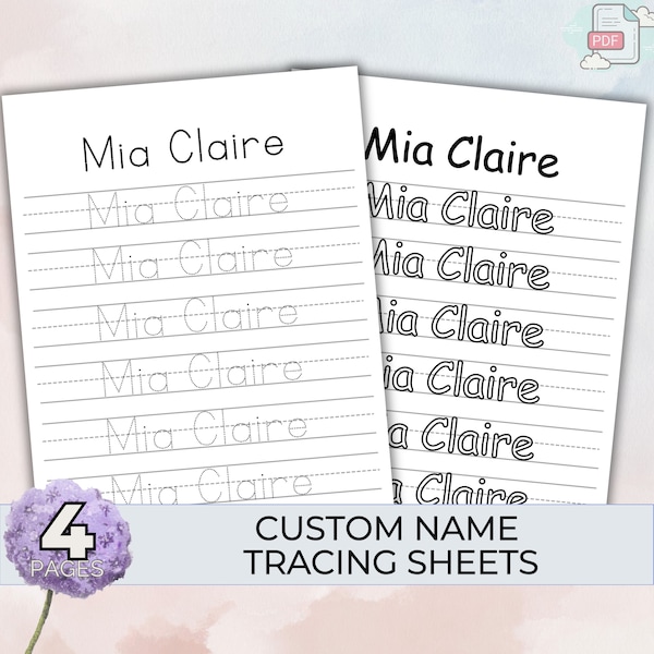 Kindergarten Primary Custom Name Tracing Worksheet Sheet Handwriting - Etsy