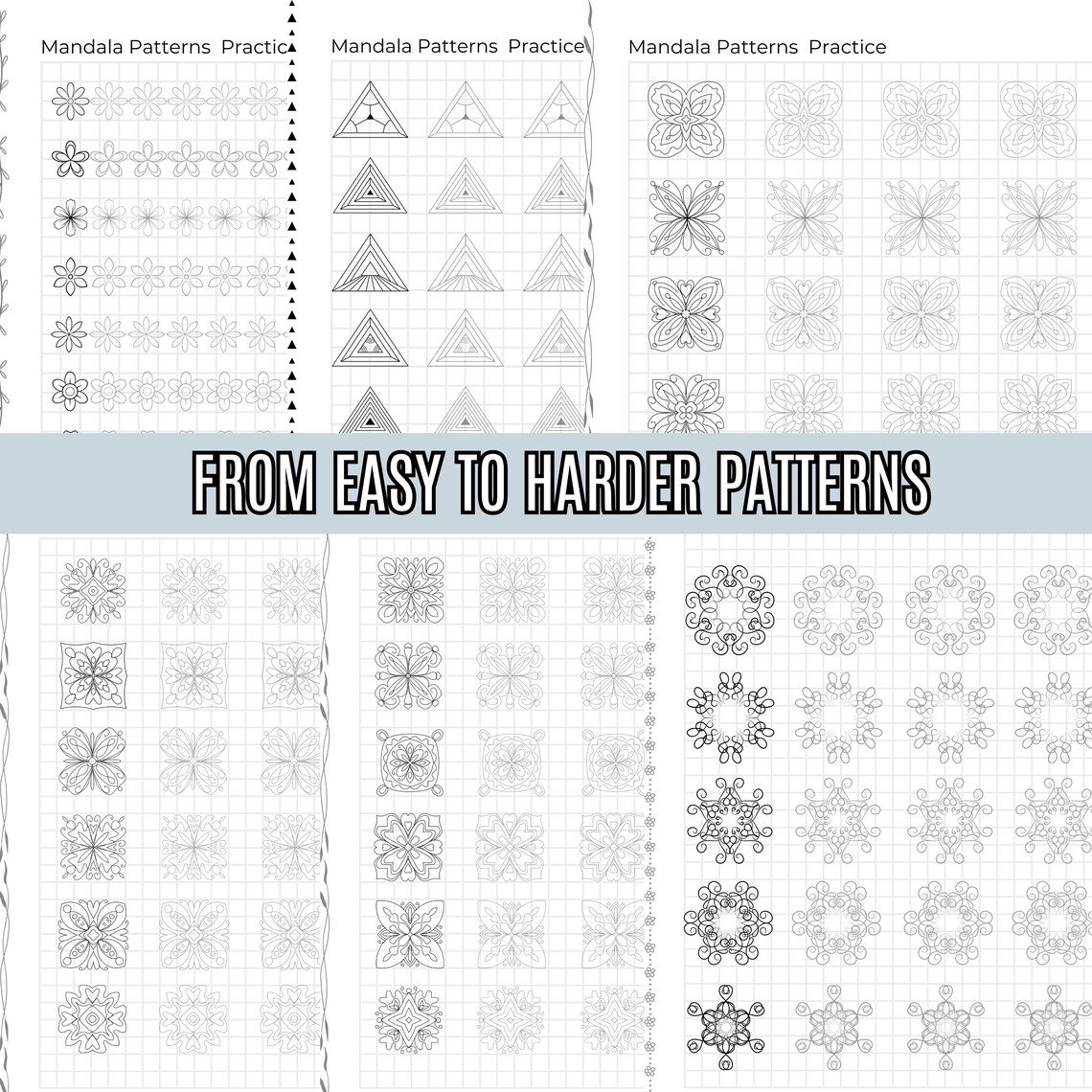 Mandala Art Training Sheets Mandala Pattern Practice Sheet Mandala ...