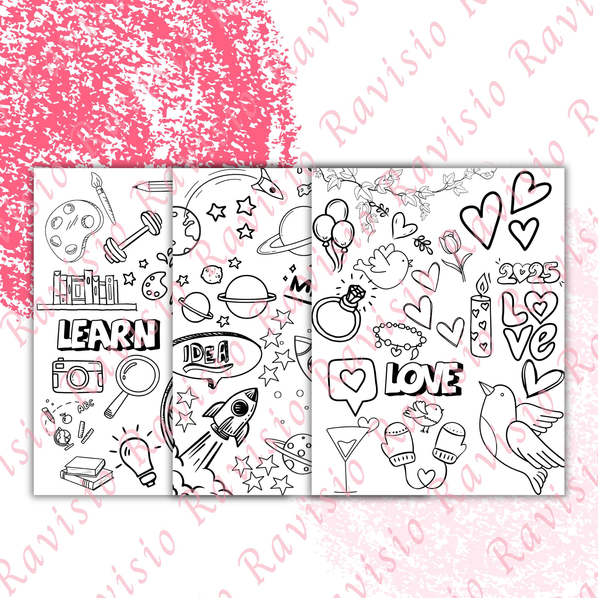 Printable Doodle Coloring Pages, Coloring Sheets for Kids, Adults ...