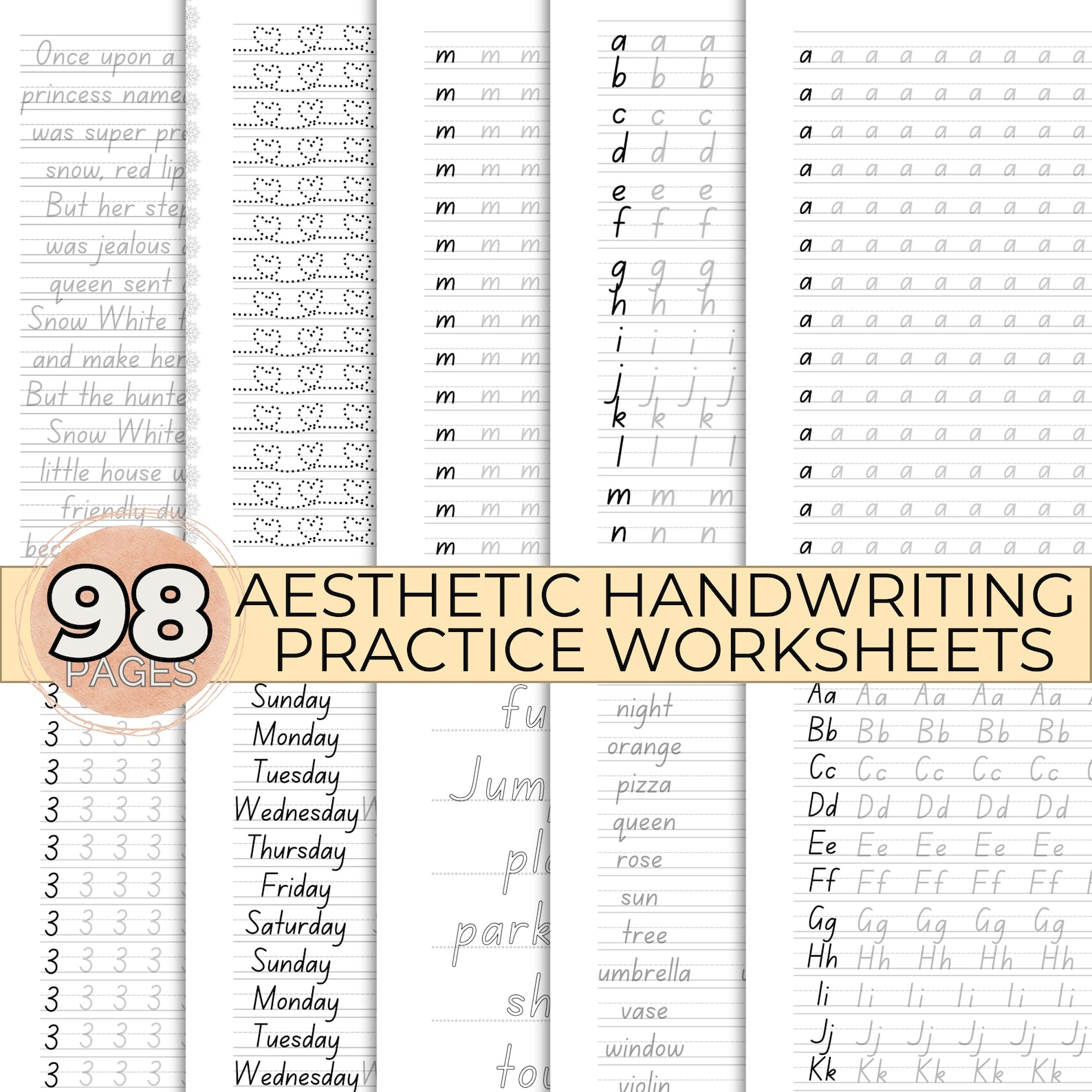 Aesthetic Handwriting Worksheets Printable, Improve Handwriting ...