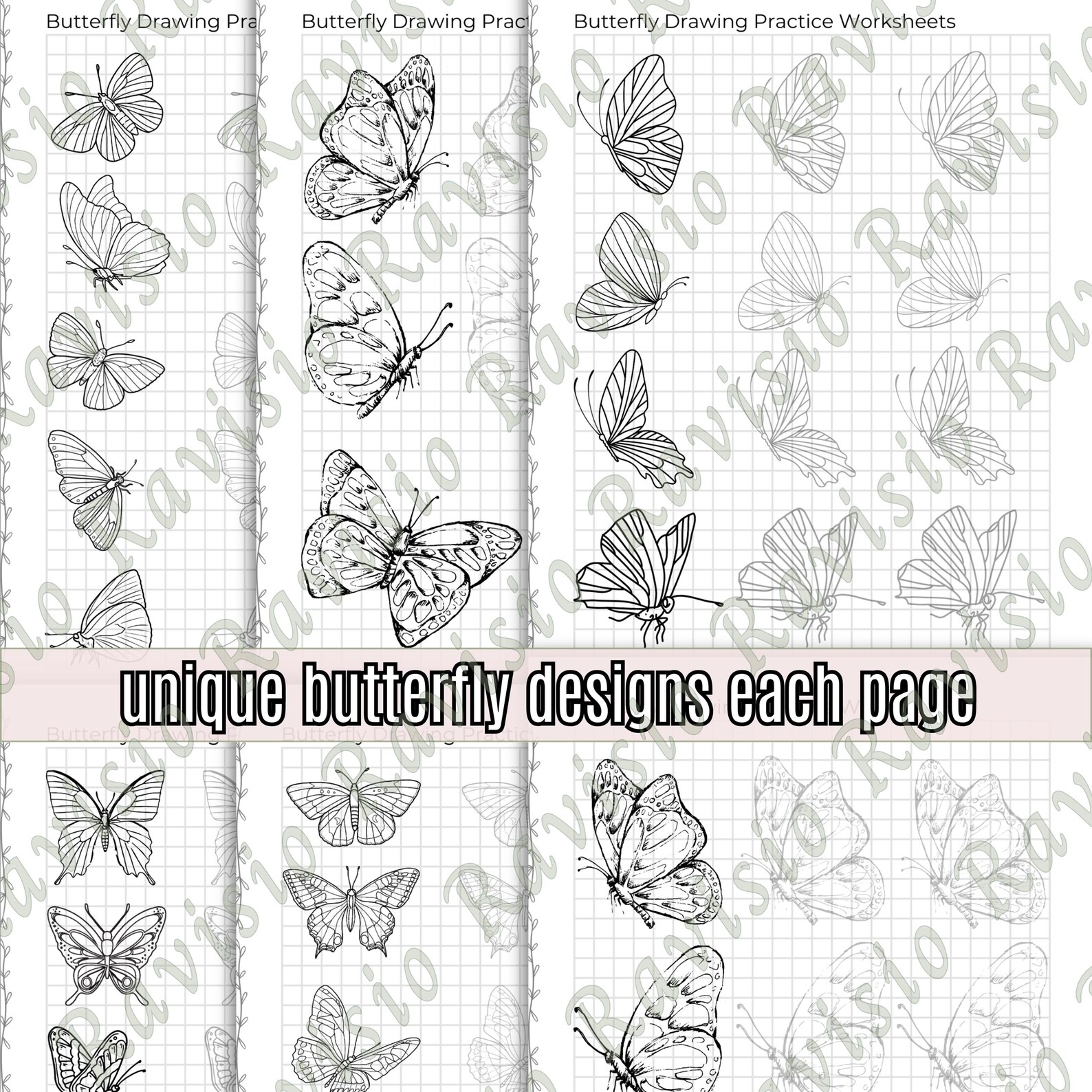 Drawing Sheets Bundle, Learn How to Draw Flowers, Leaves, Butterfly ...