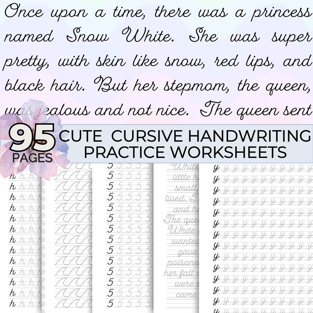 Cute Cursive Handwriting Practice Worksheets Printable Tracing Sheets ...