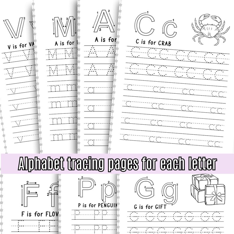 Alphabet Tracing Worksheet Printable Preschool Lowercase Alphabet ...