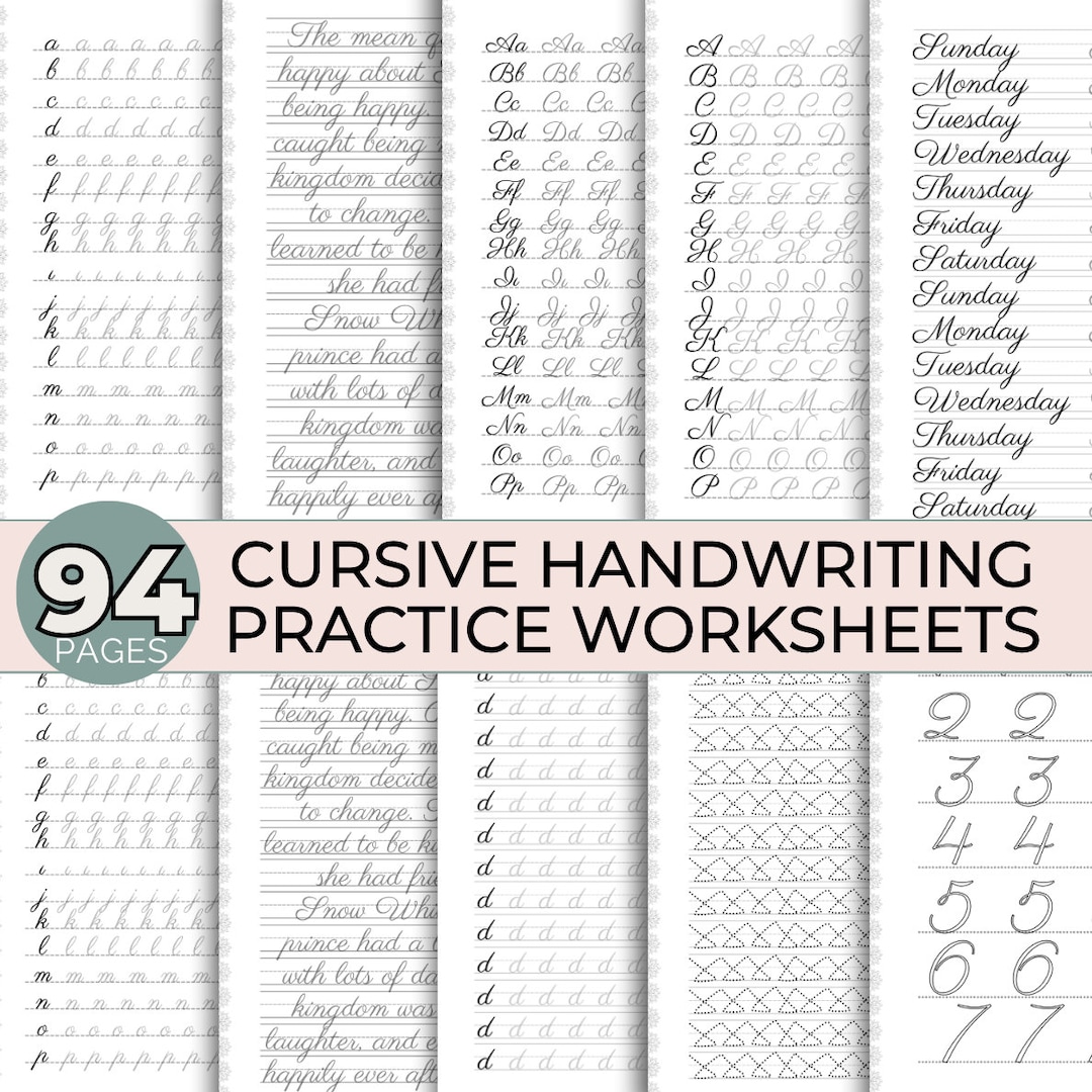 Cursive Handwriting Practice Worksheets Tracing Sheets Alphabet Tracing ...