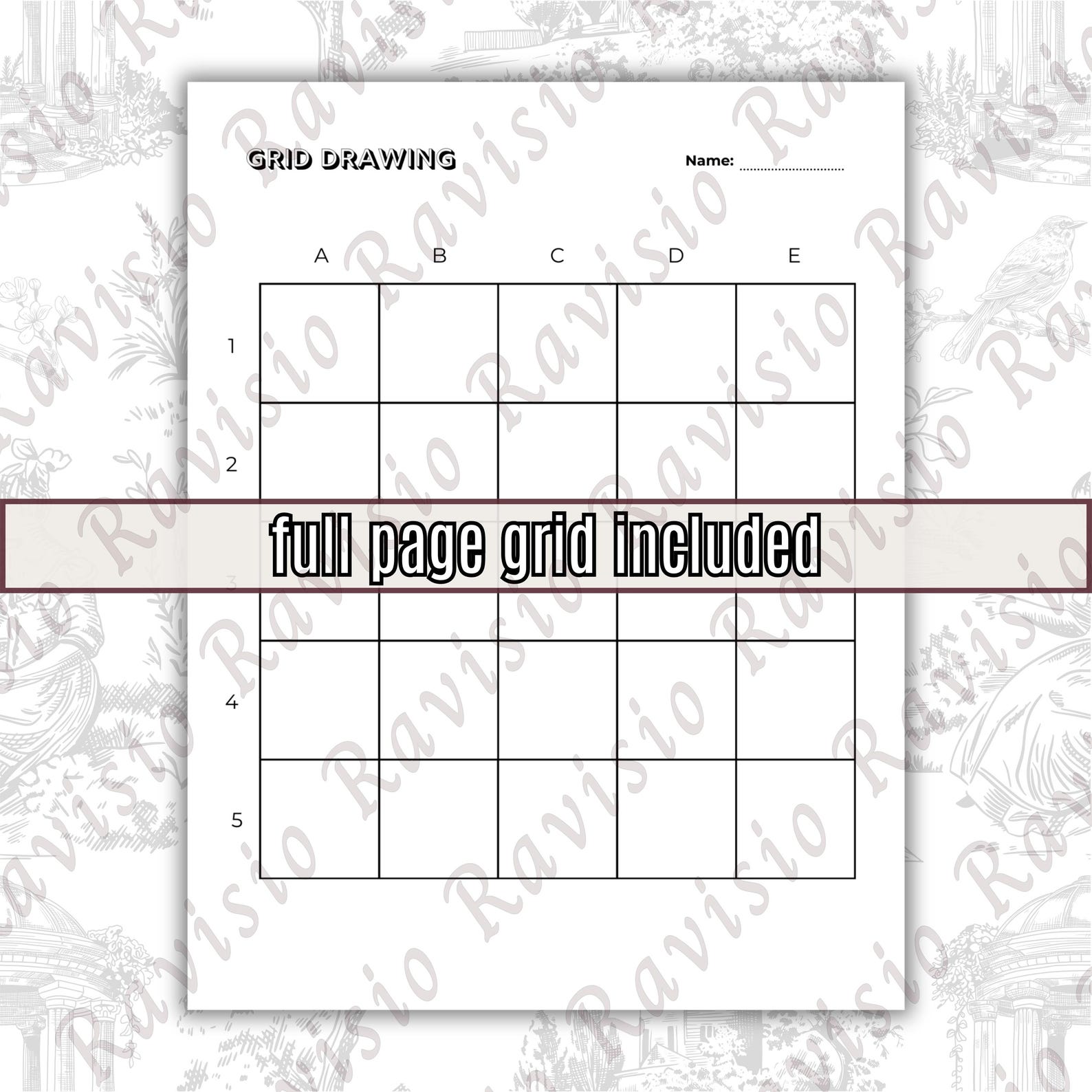 Grid Drawing Practice Worksheets, Pencil Drawing Tutorial Printable ...