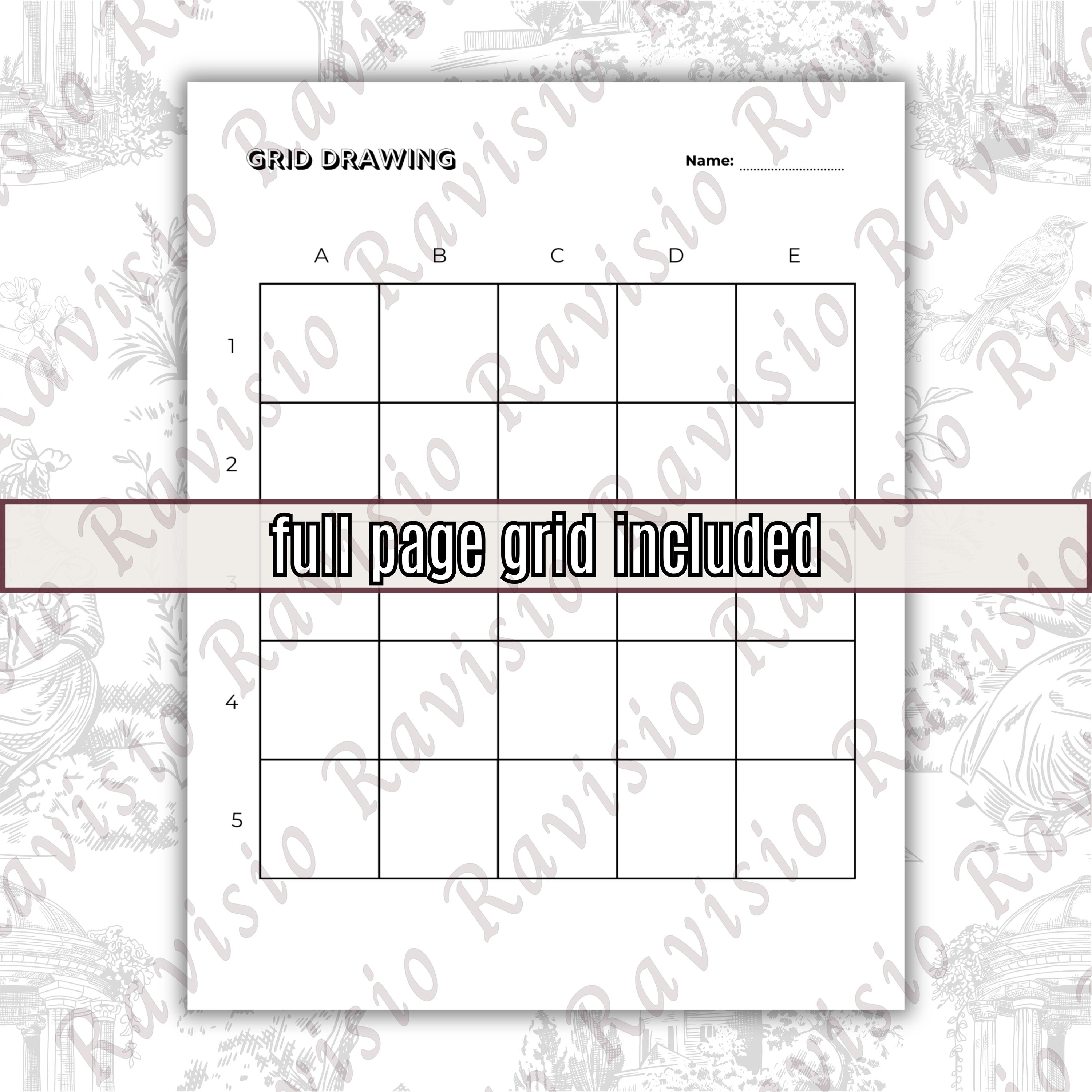 Grid Drawing Practice Worksheets, Pencil Drawing Tutorial Printable ...