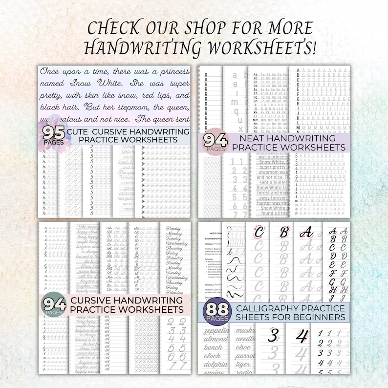 Calligraphy Practice Sheets, Calligraphy Handwriting Paper, Calligraphy ...