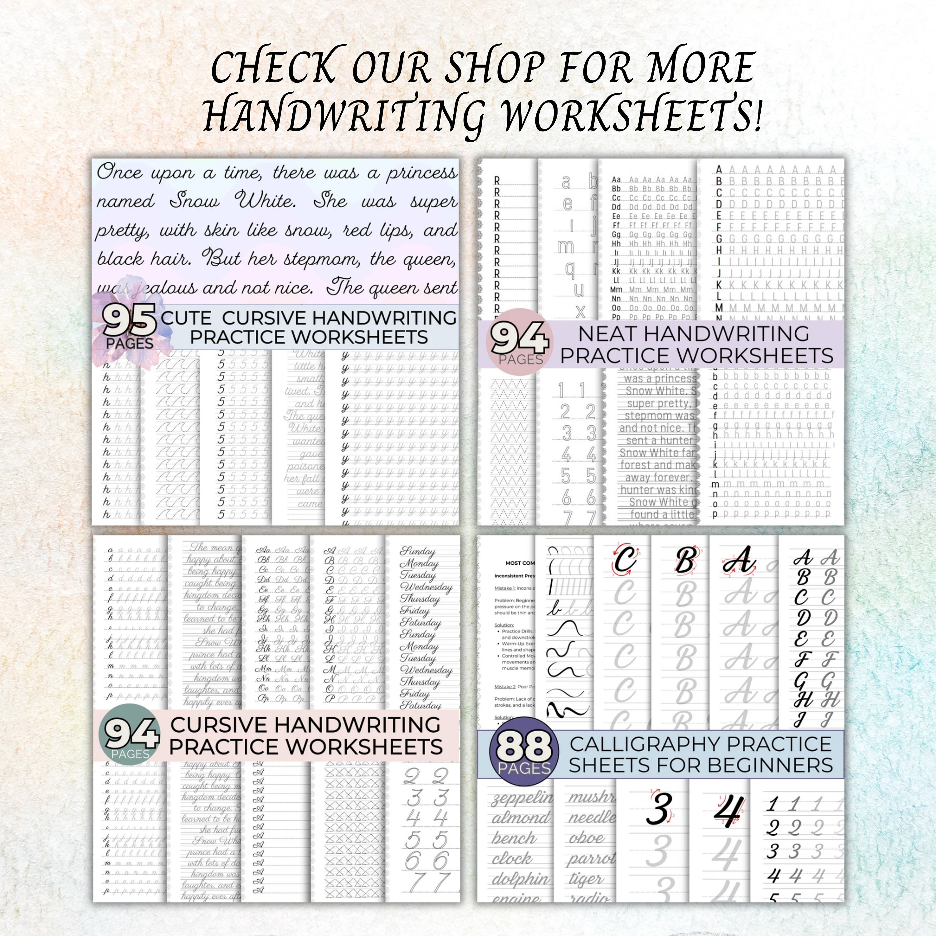 Calligraphy Practice Sheets, Calligraphy Handwriting Paper, Calligraphy ...