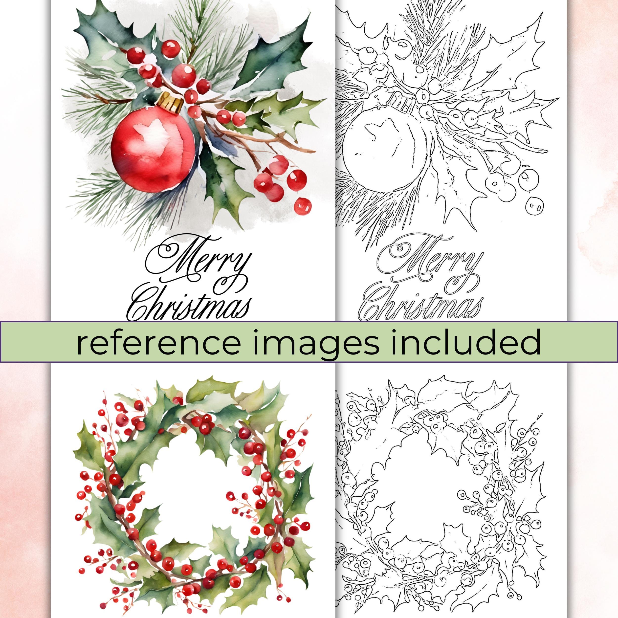 Christmas Outline Bundle for Painting, Watercolor Drawing Outlines ...