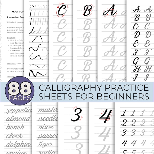 Calligraphy Practice Sheets - Etsy