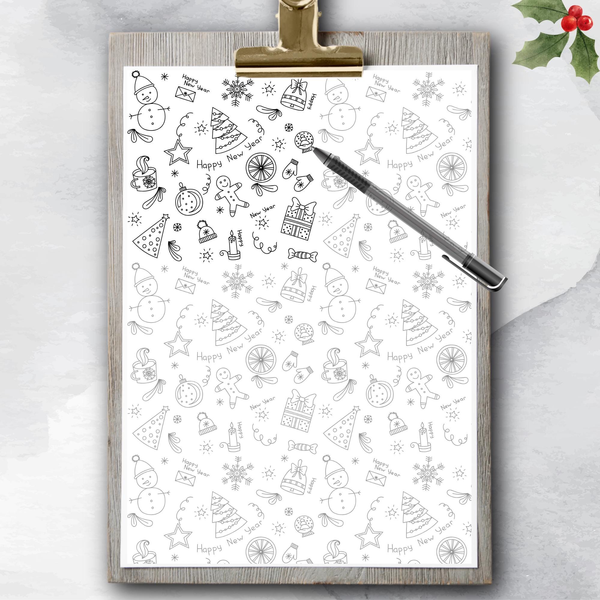 Christmas Doodle Drawing Worksheets, Printable Doodle Art Learn How to ...
