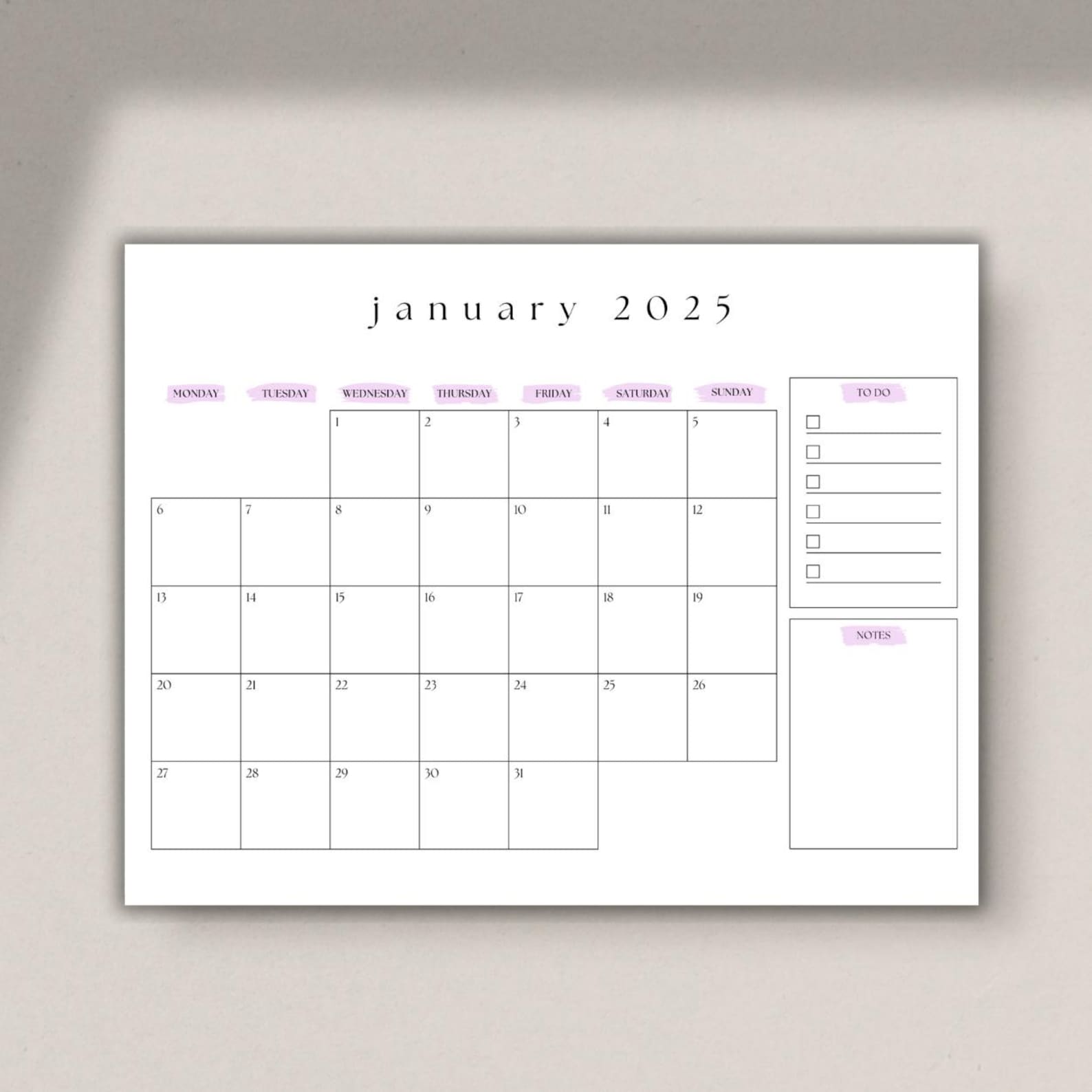Monthly Calendar 2024-2025 Printable Monthly Planner Landscape 2024 ...