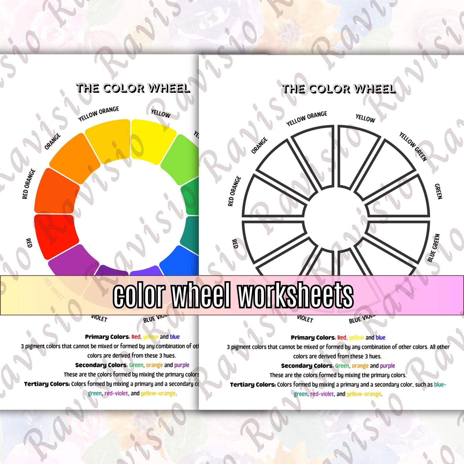 Color Theory Worksheets Printable, Color Wheel Painting Lesson Art ...
