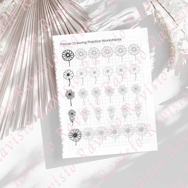 Flower Drawing Worksheets Printable Flower Doodle Art Learn How to Draw ...