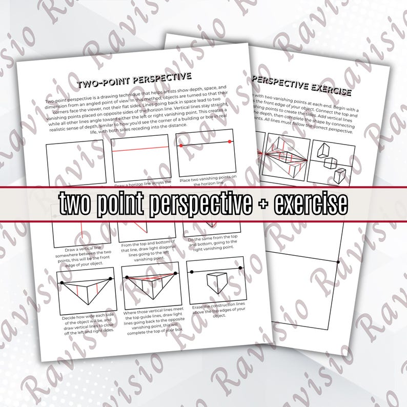 Perspective Drawing Practice Worksheets, One Point, Two Point, Five ...
