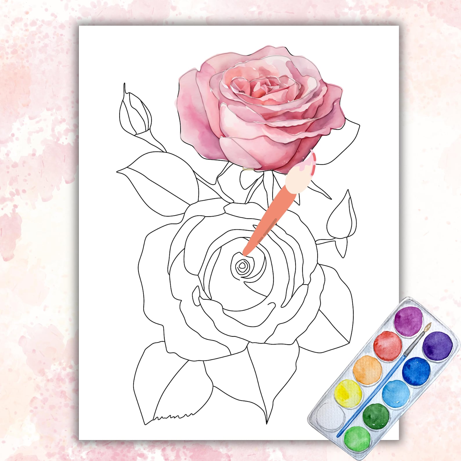 Rose Outline Drawings for Painting, Watercolor Drawing Outlines, Rose ...