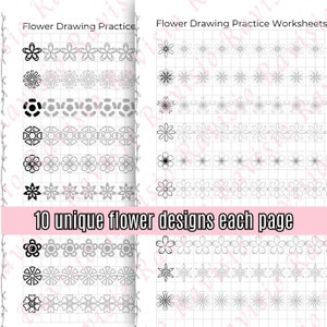 Flower Drawing Worksheets Printable Flower Doodle Art Learn How to Draw ...