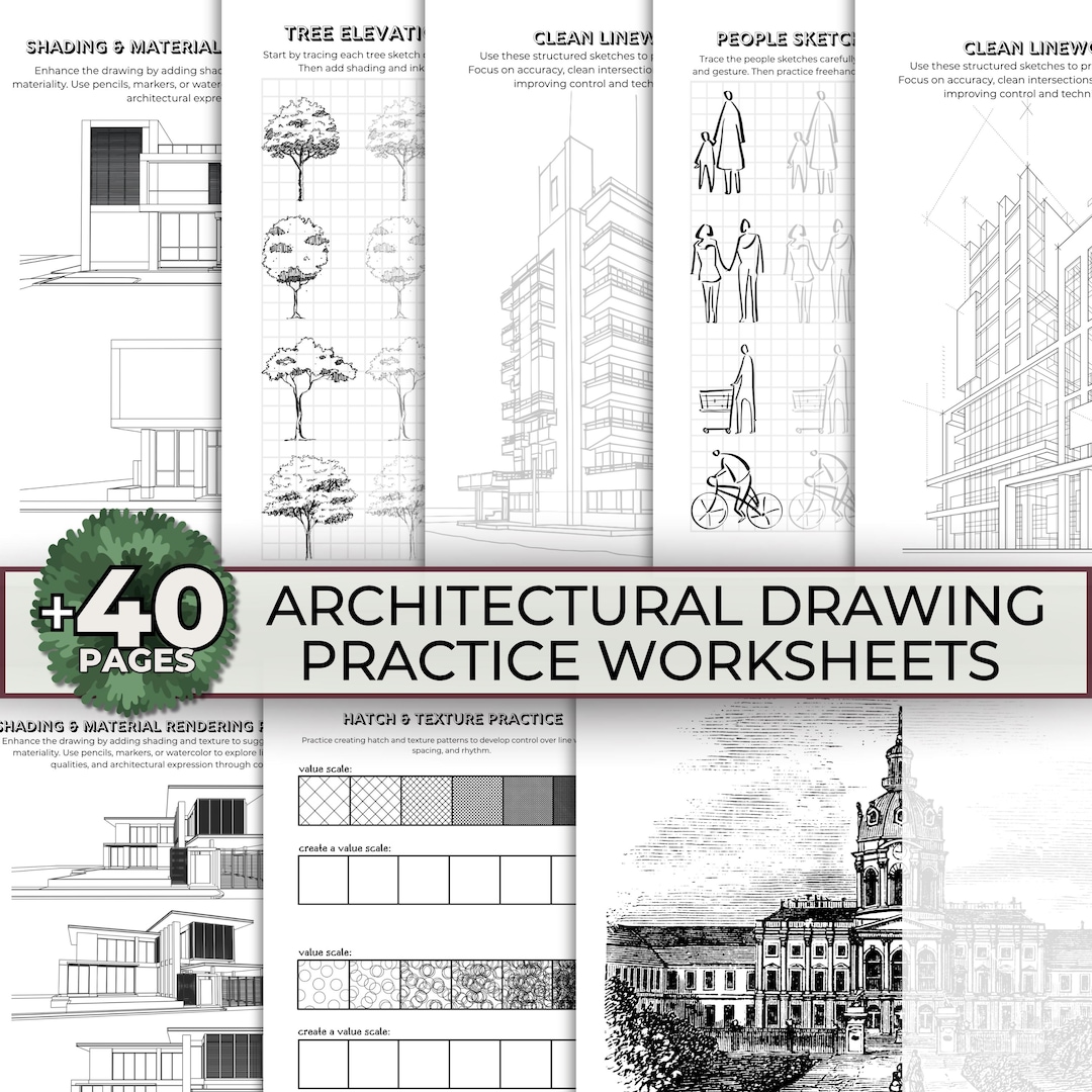 Architectural Drawing Practice Worksheets, Sketch Drawing Tutorial ...