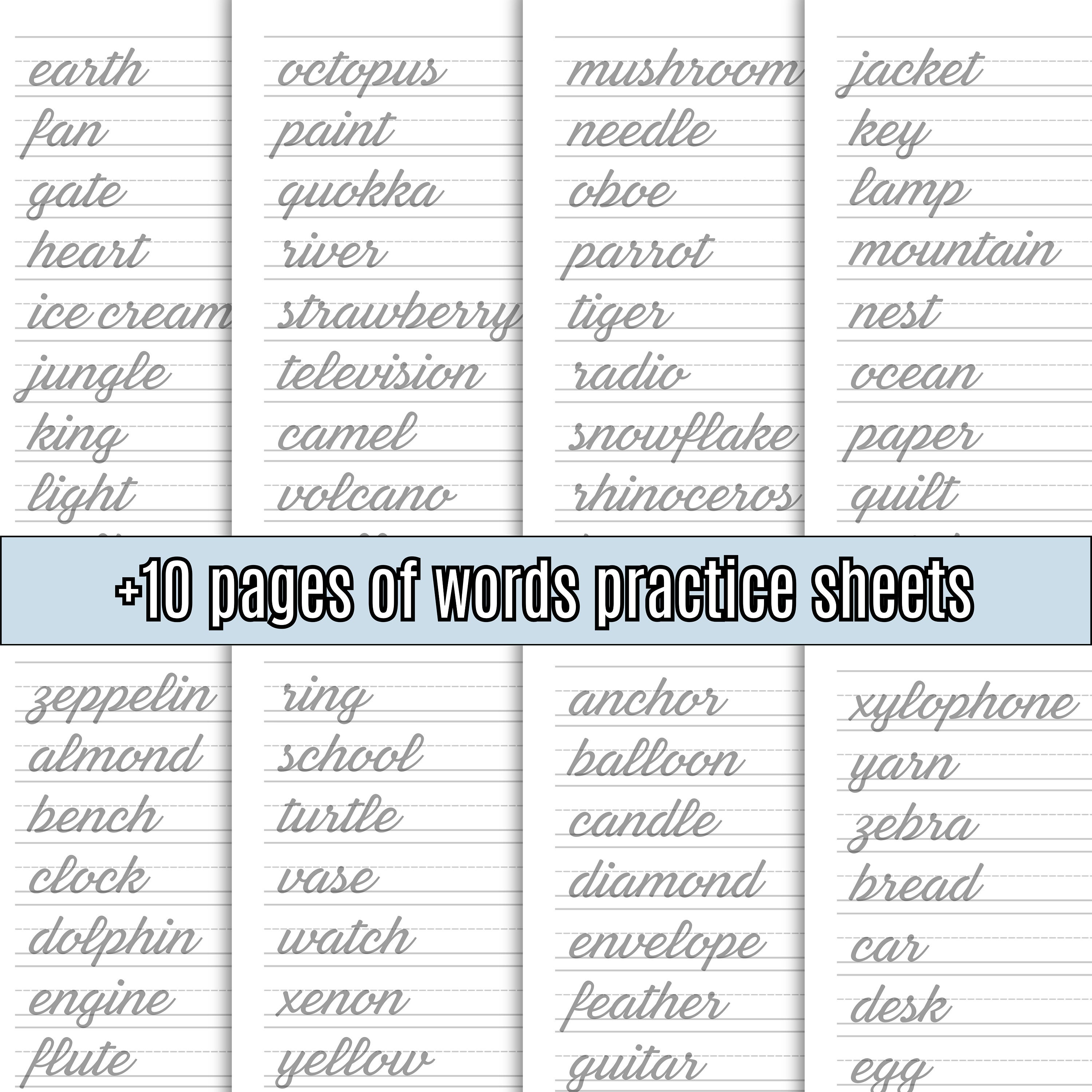Calligraphy Practice Sheets, Printable Hand Lettering Worksheet Brush ...