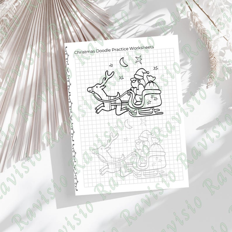 Christmas Doodle Drawing Worksheets, Printable Doodle Art Learn How to ...